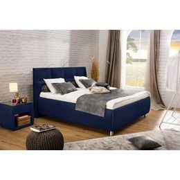 Polsterbett Alina, B:178cm H:116cm L:217cm, blau, Struktur fein TCM (100% Polyester), Betten, "Nadina", wahlweise mit Matratze und Lattenrost, in