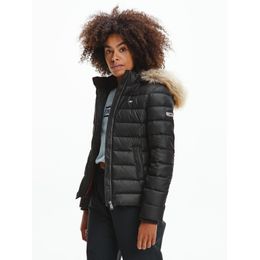 Tommy Jeans Damen Daunenjacke "BASIC HOODED DOWN JACKET", schwarz, Gr. XS, Fellimitat, bestickt, unifarben, Web, Obermaterial: 100% Polyester.