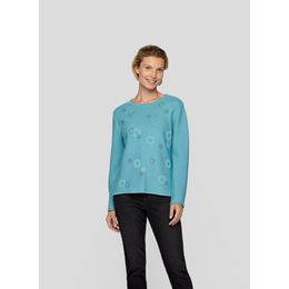 Rabe Damen Strickpullover, blau, Gr. 38, bedruckt, unifarben, Strick, Obermaterial: 50% Baumwolle, 50% Polyacryl, Pullover, mit Muster