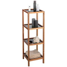 Regal Wenko, B:36cm H:112cm T:36cm, schwarz, FSC-zertifizierter Holzwerkstoff, Glas, Badezimmer, Regale, "Modell Fondi", aus massivem Akazienholz, 4