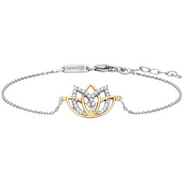 JULIE JULSEN Damen Armband "925 Silber rhodiniert teils vergoldet Lotusbl&uuml;te Zirkonia", 19cm, Silber 925 (Sterlingsilber), bunt, Silber 925
