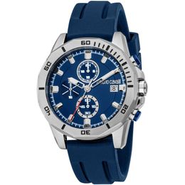 Roberto Cavalli Herren Chronograph "Uomo Sport III", blau, Armbanduhren, Quarzuhr, Armbanduhr, Herrenuhr, Silikonarmband, analog, Tag