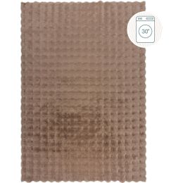 Hochflor-Teppich FLAIR RUGS, B:120cm H:35mm L:170cm, grau, Kunstfaser, Teppiche, "Waffle Faux Fur", Waffelmuster, waschbarer Kunstpelzteppich