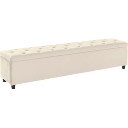 Guido Maria Kretschmer Home & Living Bettbank, B:180cm H:41,5cm T:40cm, beige, GUIDO MARIA KRETSCHMER HOME & LIVING, Massivholz, Polyester, Sperrholz, Schlafzimmer, Sitzbänke, "Relaxy",
