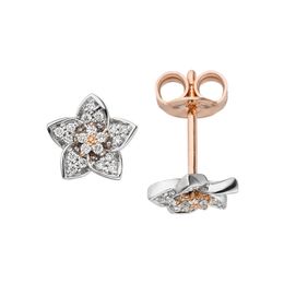 Jobo Damen Paar Ohrstecker "Blume", SI = kleine Einschl&uuml;sse, Diamanten Ros&eacute;gold 585 Wei&szlig;gold 585, rosa, Diamanten, Ros&eacute;gold 585, Wei&szlig;gold 585,