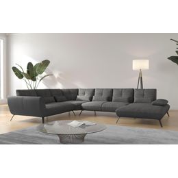 Wohnlandschaft Places of Style, B:376cm H:88cm T:297cm, grau, 100% Polyester, Sofas, "Mikado U-Form", inkl. Sitztiefenverstellung und