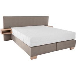 Boxspringbett Alina, B:267cm L:213cm, grau, Microfaser GDU (100% Polyester), Jugendzimmer, Komplettbetten, "Daria", integrierte Nachttische und