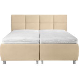 Stauraumbett Alina, B:198cm H:116cm L:217cm, beige, Microfaser GDU (100% Polyester), Betten, "Nadina Comfort", inkl. Stauraum und Lattenrost, in