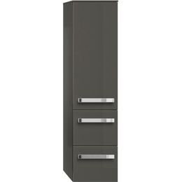 Midischrank SAPHIR, B:30cm H:121cm T:33cm, grau, Spanplatte, Badezimmer, Schränke, "Serie 4005 Badschrank 30cm breit, 1 Tür, 2 Schubladen, inkl