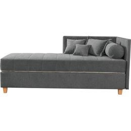 Schlafsofa Alina, B:201cm H:90,5cm T:91cm, grau, Chenille GCP (100% Polyester), Kinderzimmer, Sofas, "Kona", 7-Zonen Taschenfederkernmatratze,