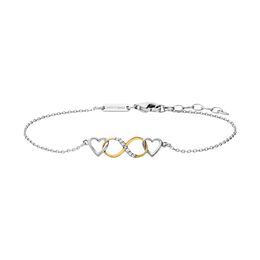 JULIE JULSEN Damen Armband "925 Silber rhodiniert teils vergoldet Infinity Herz", 19cm, Silber 925 (Sterlingsilber), bunt, Silber 925