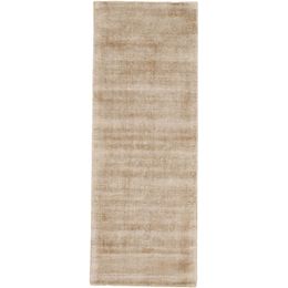 Teppich CarpetFine, B:75cm H:13mm L:200cm, beige, Viskose, Wohnzimmer, Teppiche, "Ava Viskoseteppich", Seidenoptik, leichter Glanz, auch als L&auml;ufer