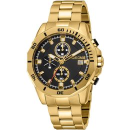 Roberto Cavalli Damen Chronograph "Uomo Sport III", gold, Armbanduhren, Quarzuhr, Armbanduhr, Herrenuhr, Edelstahlarmband, analog, Tag