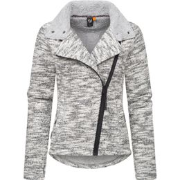 Ragwear Damen Strickfleecejacke "Saskie Melange", grau, Gr. XXL, Obermaterial: 56% Polyester, 44% Baumwolle; Innenfutter: 100% Polyester, Jacken,