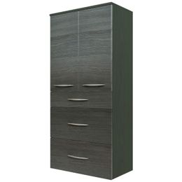 Midischrank Welltime, B:60cm H:130cm T:35cm, grau, Holzwerkstoff, MDF, Badezimmer, Schränke, "Florida", Breite 60 cm, mit Türdämpfern