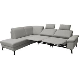Ecksofa Alina, B:243cm H:118cm T:210cm, grau, Struktur GBA (100% Polyester), Wohnzimmer, Sofas, inkl. Kopfstützen, wahlweise mit Relaxfunktion,