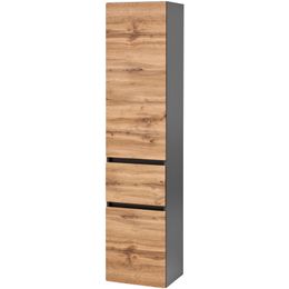 Seitenschrank Welltime, B:40cm H:180cm T:35cm, grau, Holzwerkstoff, Schränke, "Kaunas", 40 cm breit, mit Schubkasten, Soft-Close-Funktion