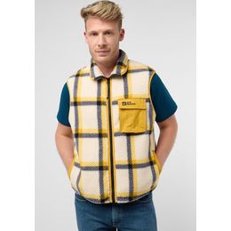 Jack Wolfskin Herren Fleeceweste "FELSLICHT CHECK VEST M", beige, Gr. L, Obermaterial: 100% Polyester; Kontrast: 100% Polyamid ; Futter: 100%
