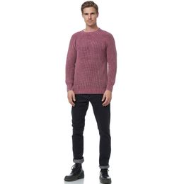 Rusty Neal Herren Strickpullover, rosa, Gr. XL, unifarben, 50% Polyacryl, 50% Baumwolle, Pullover, im einfarbigen Design