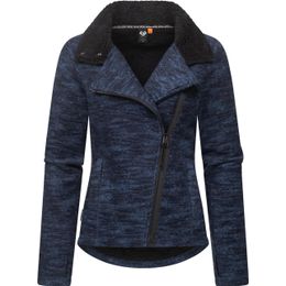 Ragwear Damen Strickfleecejacke "Saskie Melange", blau, Gr. XXL, Obermaterial: 56% Polyester, 44% Baumwolle, Innenfutter: 100% Polyester, Jacken,