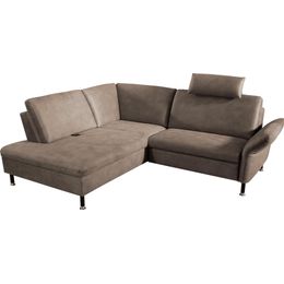 Ecksofa Alina, B:252cm H:108cm T:207cm, beige, Microfaser Antiklederoptik (100% Polyester), Wohnzimmer, Sofas, "Janis", inkl. Sitztiefenverstellung