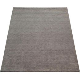 Wollteppich Paco Home, B:80cm H:14mm L:150cm, grau, Wolle, Teppiche, "Atlas 100", Gabbeh, Kurzflor, handgewebt, reine Wolle, Uni Farben