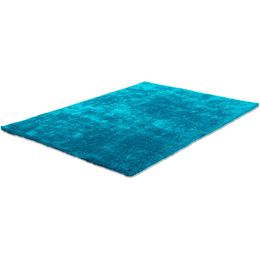 Hochflor-Teppich Tom Tailor HOME, B:65cm H:35mm L:135cm, blau, Kunstfaser, Teppiche, "Soft", handgetuftet, Uni-Farben, super weich und flauschig