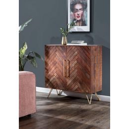 Kommode GUTMANN FACTORY, B:100cm H:105cm T:43cm, braun, Schlafzimmer, Sideboards, "Herringbone"