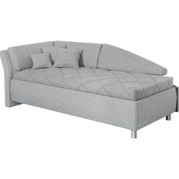 Schlafsofa Alina, B:223cm H:80cm T:112cm, grau, Struktur TMD (100% Polyester), Kinderzimmer, Sofas, "Lindsay", Bettkasten, Zierkissen-Set aus: 2 Stk.