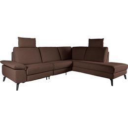 Ecksofa Alina, B:267cm H:118cm T:210cm, braun, Struktur GBA (100% Polyester), Wohnzimmer, Sofas, inkl. Kopfstützen, wahlweise mit Relaxfunktion,