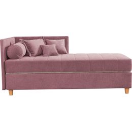 Schlafsofa Alina, B:201cm H:90,5cm T:101cm, rosa, Chenille GCP (100% Polyester), Wohnzimmer, Sofas, "Kona", 7-Zonen Taschenfederkernmatratze,