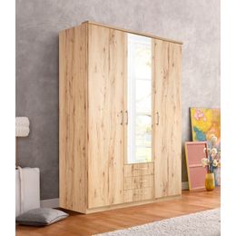 Kleiderschrank Priess, B:140cm H:196cm T:57cm, beige, Holzwerkstoff, Schlafzimmer, Schränke, "Husum", mit dekorativen Kranz, wahlweise mit Schubkästen