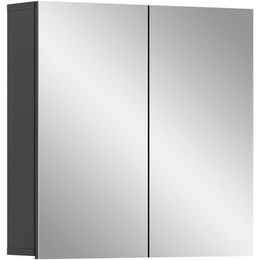 Spiegelschrank Welltime, B:60cm H:60cm T:15cm, grau, FSC-zertifizierter Holzwerkstoff, Badezimmer, Schr&auml;nke, "Doux, Breite 60 cm, 2 Spiegelt&uuml;ren, 1