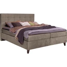 Boxspringbett Alina, B:140cm L:212cm, braun, Samt ENF (95% Polyester, 5% Polyamid), Jugendzimmer, Komplettbetten, "Neomi", inklusive Matratze und