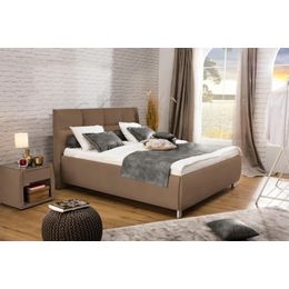 Polsterbett Alina, B:158cm H:116cm L:217cm, braun, Microfaser GDU (100% Polyester), Betten, "Nadina", wahlweise mit Matratze und Lattenrost, in