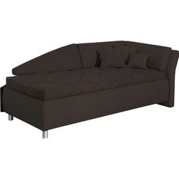 Schlafsofa Alina, B:223cm H:80cm T:102cm, braun, Struktur TMD (100% Polyester), Kinderzimmer, Sofas, "Lindsay", Bettkasten, Zierkissen-Set aus: 2