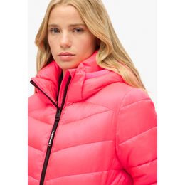 Superdry Damen Steppjacke "HOODED FUJI QUILT PADDED JKT", pink, Gr. L, unifarben, Web, Obermaterial: 100% Polyester, Jacken