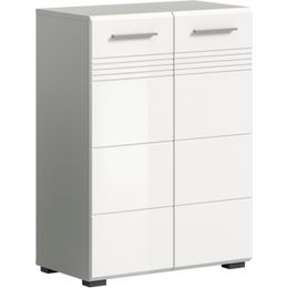 Midischrank Welltime, B:60cm H:80cm T:30cm, grau, FSC-zertifizierter Holzwerkstoff, Badezimmer, Schränke, "Calcio, Höhe 80 cm, 2 Türen, 2