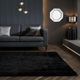 Hochflor-Teppich FLAIR RUGS, B:80cm H:40mm L:150cm, schwarz, Kunstfaser, Teppiche, "Velvet"