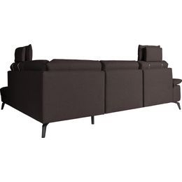 Ecksofa Alina, B:243cm H:118cm T:210cm, braun, Struktur GBA (100% Polyester), Wohnzimmer, Sofas, inkl. Kopfstützen, wahlweise mit Relaxfunktion,