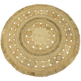 Sisalteppich CarpetFine, H:13mm Ø:200cm, beige, Jute, Teppiche, "Juteteppich Finn", natürliches Pflanzenmaterial von Hand gewebt, Boho Style