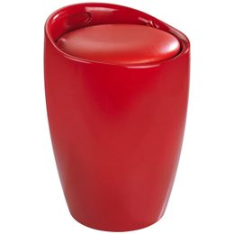Badhocker Wenko, B:36cm H:50,5cm T:36cm, rot, Hocker, "Candy", herausnehmbarer W&auml;schesack 20l