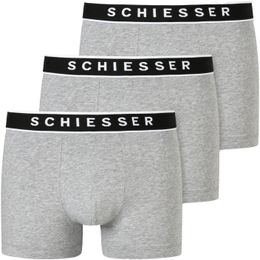 Schiesser Herren Boxer "95/5", Gr. 7, grau, Single Jersey, Obermaterial: 95% Baumwolle, 5% Elasthan, unifarben mit Farbeinsatz, Unterhosen, mit