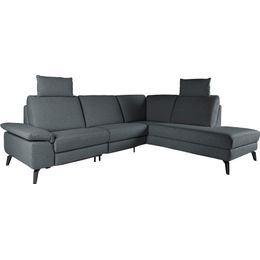 Ecksofa Alina, B:243cm H:118cm T:210cm, grau, Struktur GBA (100% Polyester), Wohnzimmer, Sofas, inkl. Kopfstützen, wahlweise mit Relaxfunktion,