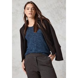 Cecil Damen V-Ausschnitt-Pullover, blau, Gr. XS, meliert, unifarben, Strick, Obermaterial: 60% Baumwolle, 40% Polyester, Pullover, in Struktur-Optik,