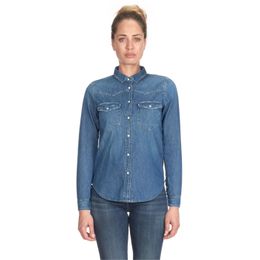 Damen Jeanshemd, blau, Gr. M, Le Temps Des Cerises, unifarben, 100% Baumwolle, Hemden, Mit feinen Jeansn&auml;hten