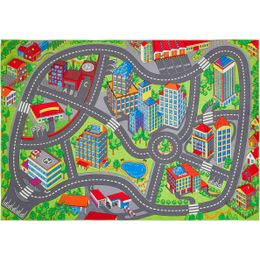 Kinderteppich ANDIAMO, B:140cm H:5mm L:200cm, bunt, Obermaterial: 100% Polyester, Teppiche, "Street", Straßen-Spiel-Teppich, weiche Spielunterlage,