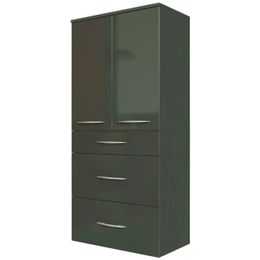Midischrank Welltime, B:60cm H:130cm T:35cm, grau, Holzwerkstoff, MDF, Badezimmer, Schränke, "Florida", Breite 60 cm, mit Türdämpfern