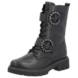 Remonte Damen Schn&uuml;rstiefelette, Gr. 39, schwarz, Leder, Lederimitat, unifarben, Schuhe, Blockabsatz, Herbstmode, Schn&uuml;rboots mit Innenrei&szlig;verschluss