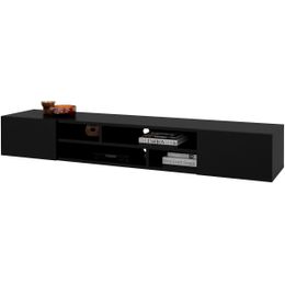 Lowboard Inosign, B:208cm H:32,5cm T:45cm, schwarz, Melamin, Wohnzimmer, Sideboards, "Coby", Breite 208 cm